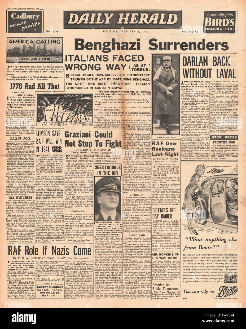 1941 front page daily herald hi-res stock photography and images - Alamy