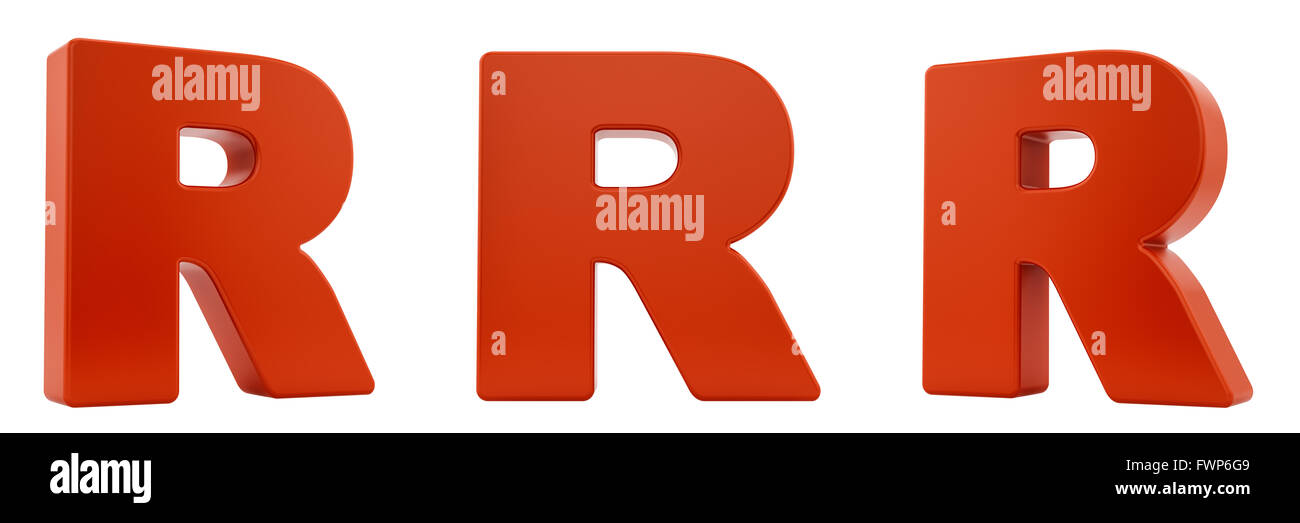 render of the letter R from three different angles, isolated on white ...