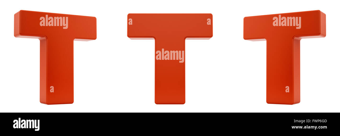 render of the letter T from three different angles, isolated on white ...