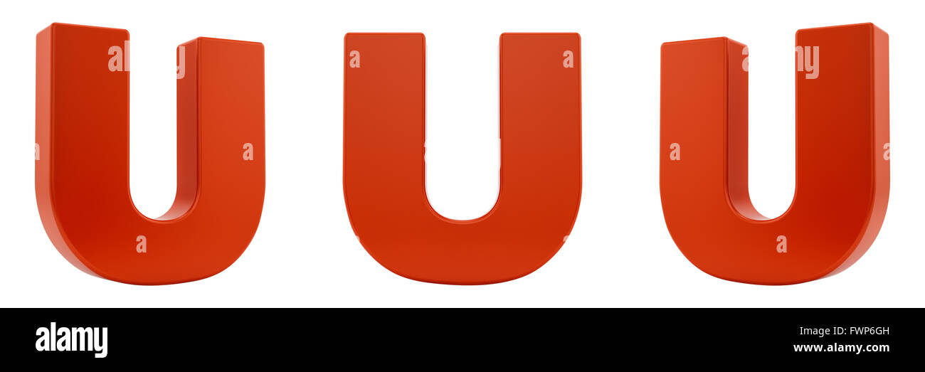 render of the letter U from three different angles, isolated on white ...