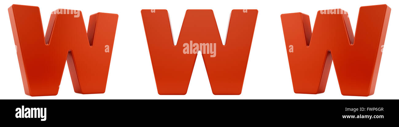 render of the letter W from three different angles, isolated on white ...