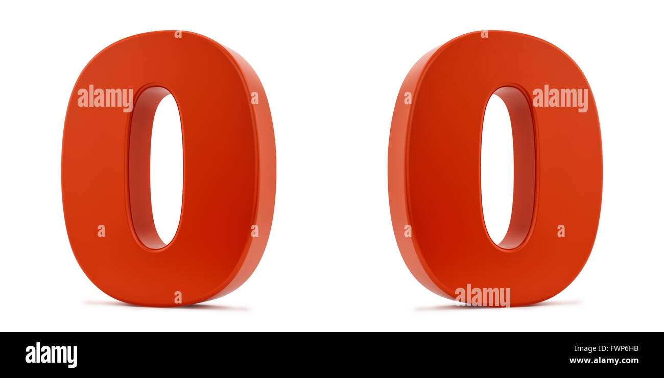 render of the number 0 from two different angles, isolated on white ...