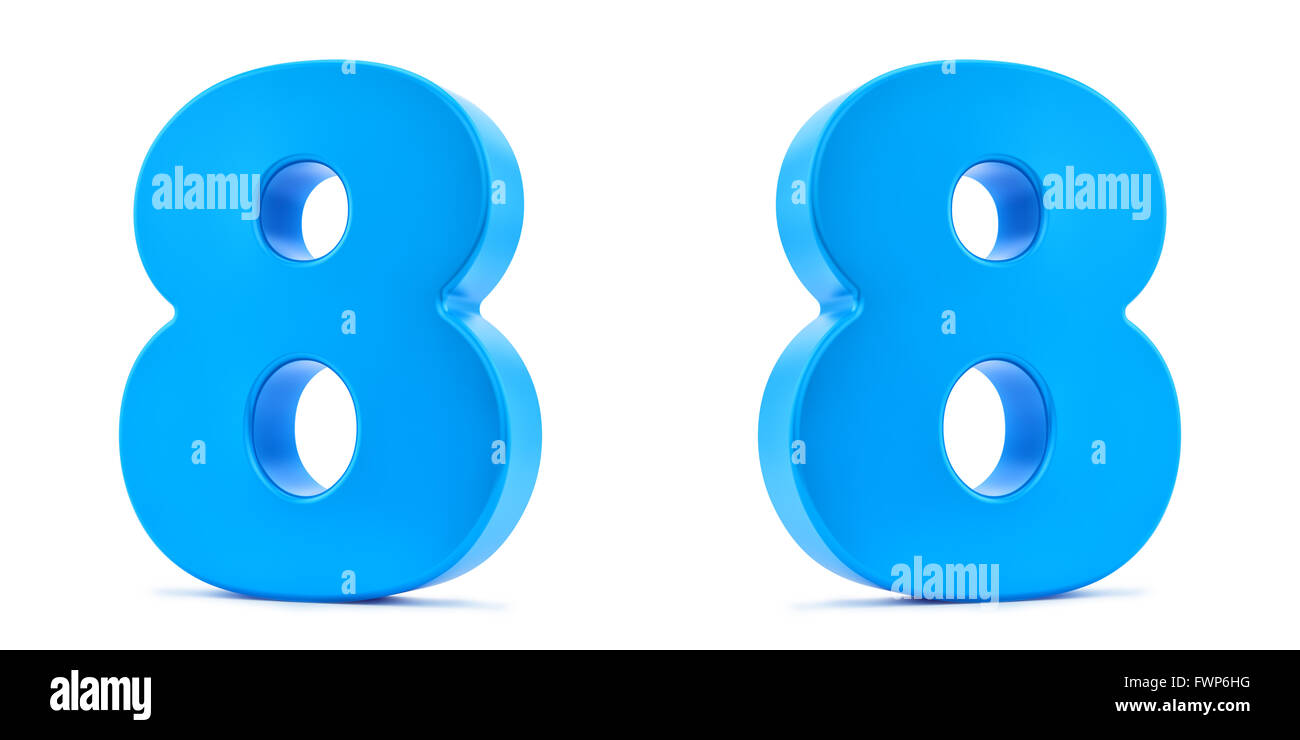 render of the number 8 from two different angles, isolated on white ...