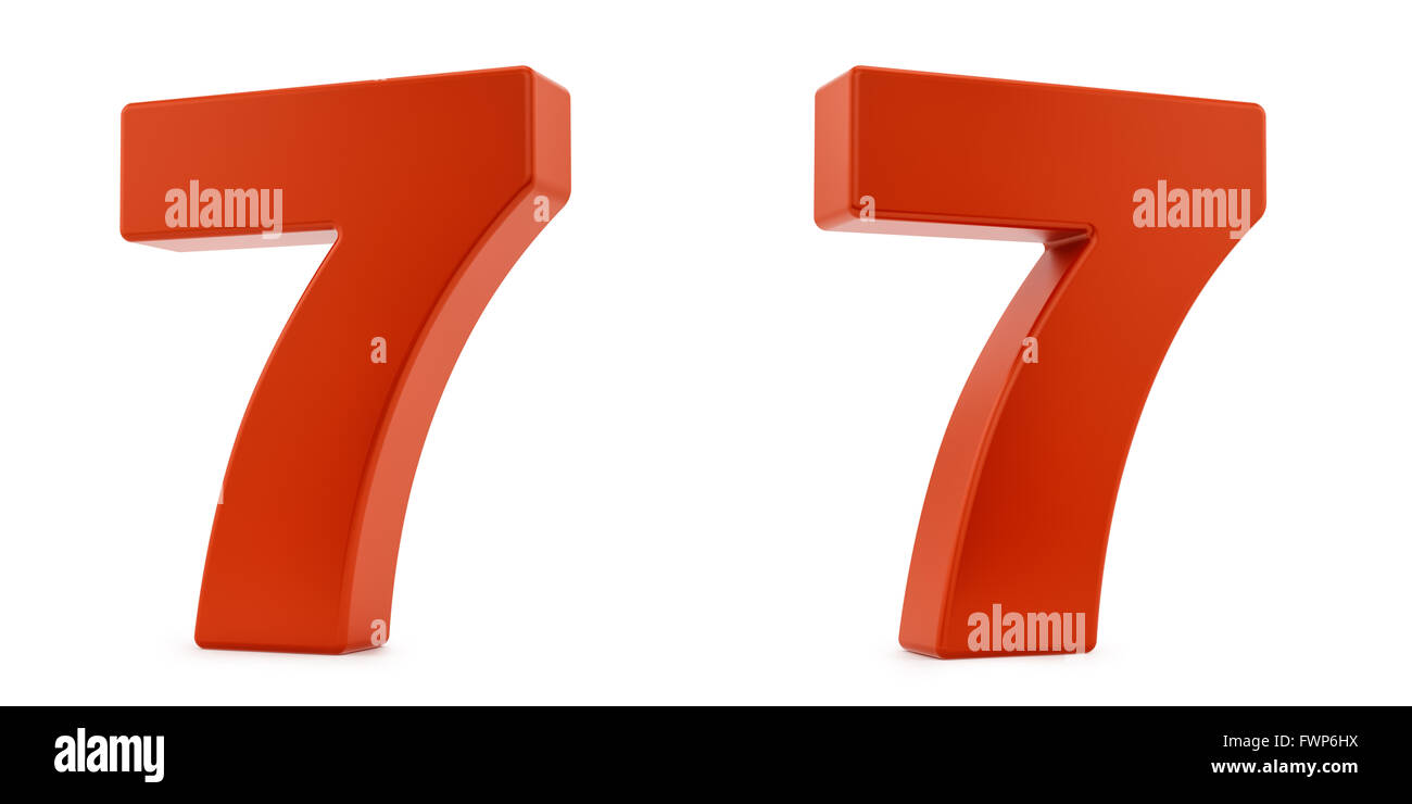 render of the number 7 from two different angles, isolated on white ...