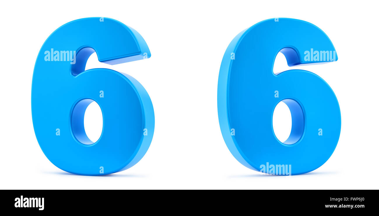 render of the number 6 from two different angles, isolated on white ...