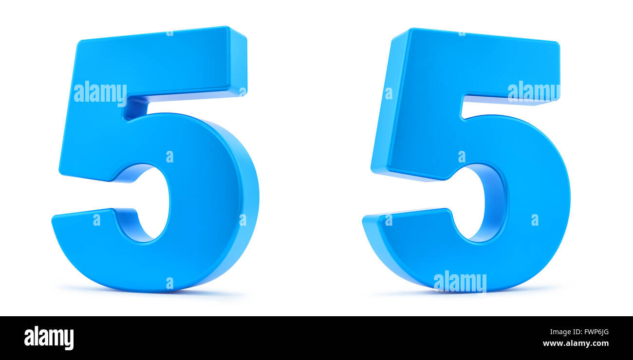 render of the number 5 from two different angles, isolated on white ...