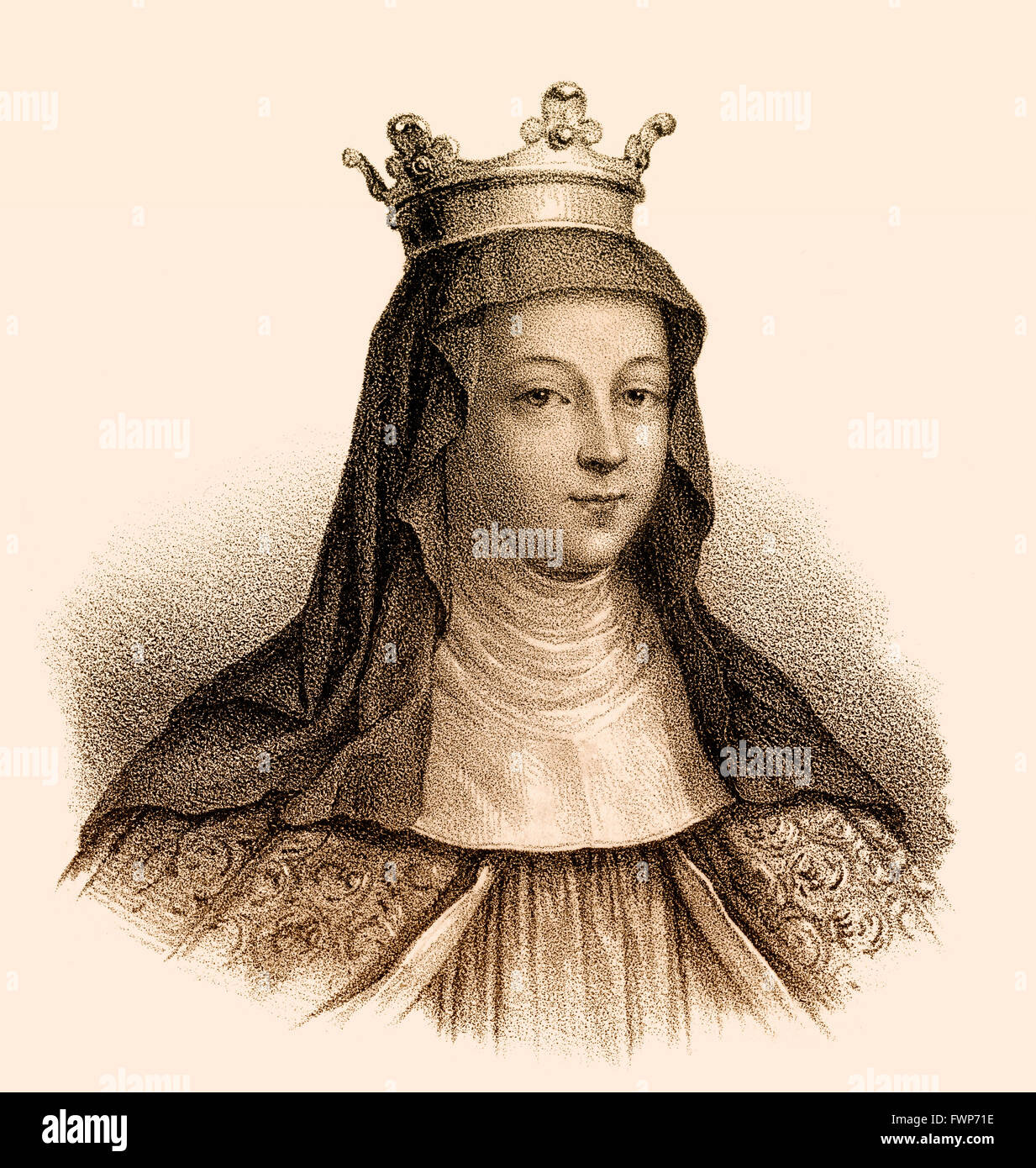 Saint Balthild of Ascania, c. 626-680, also called Bathilda, Baudour ...