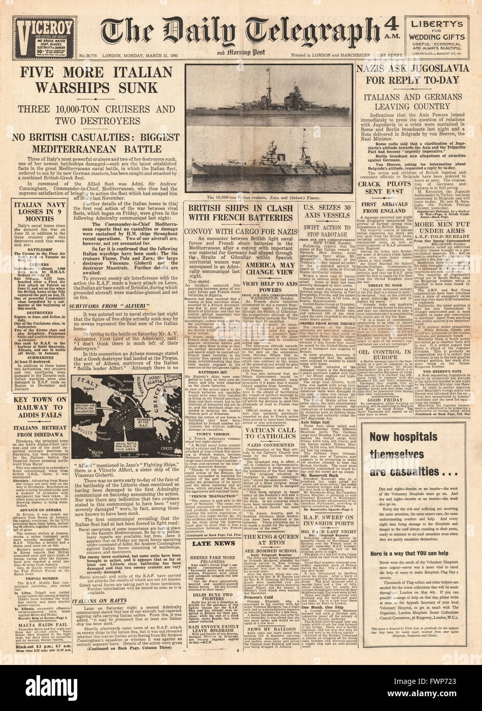 Battle of cape matapan 1941 hi-res stock photography and images - Alamy