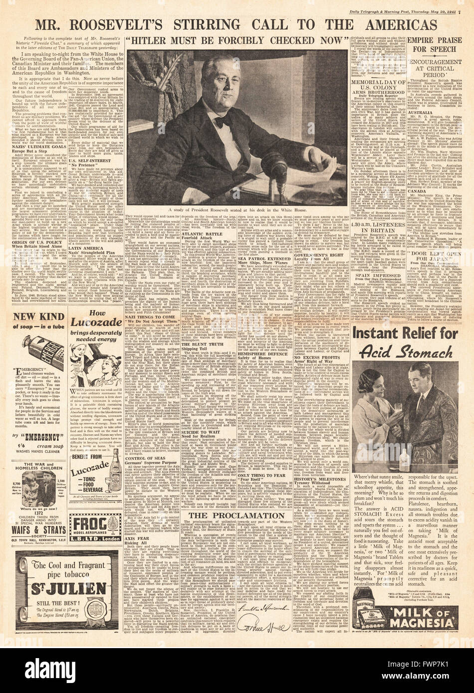 Franklin roosevelt war speech hi-res stock photography and images - Alamy