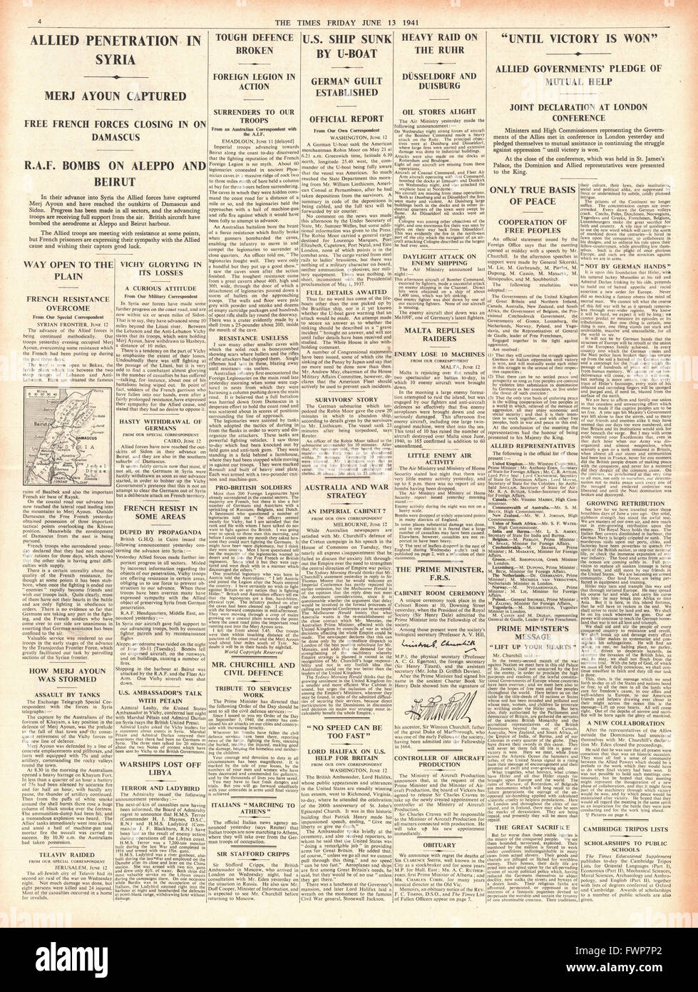 1941 the times allies pledge to defeat nazi germany hi-res stock ...