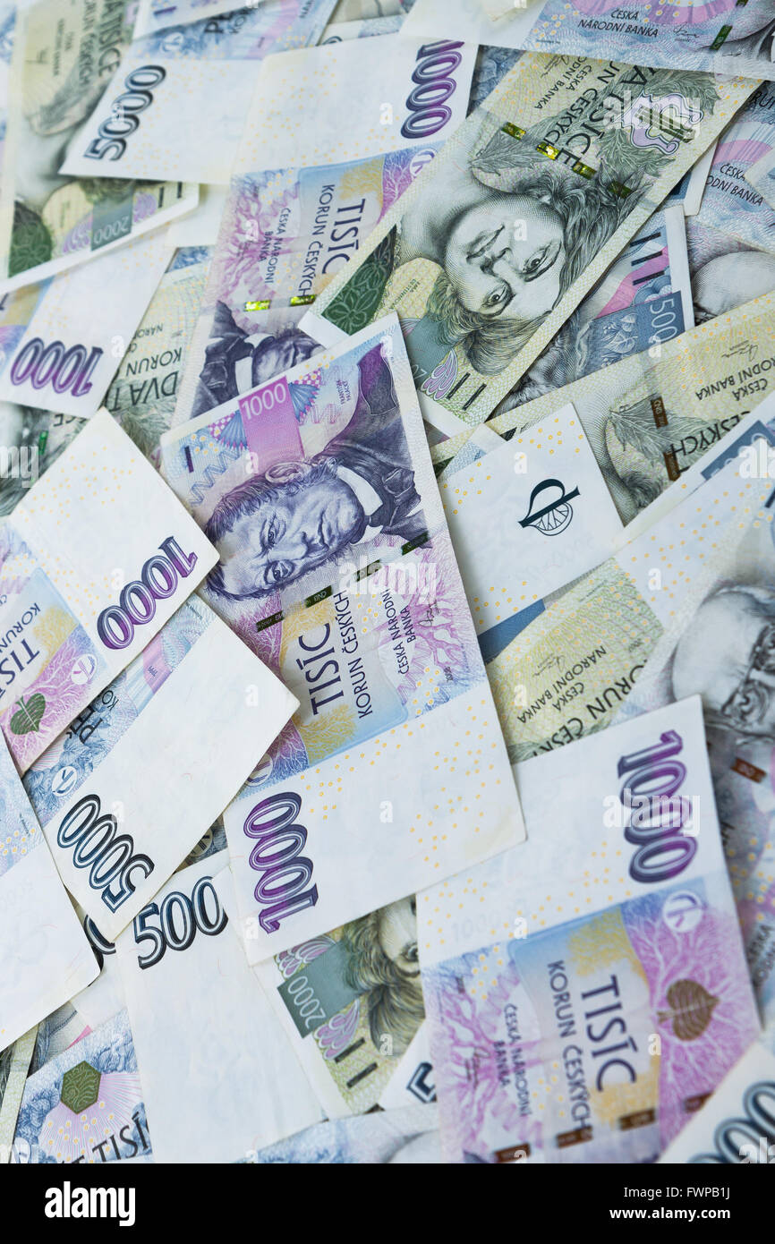 Czech paper money on white background Stock Photo - Alamy