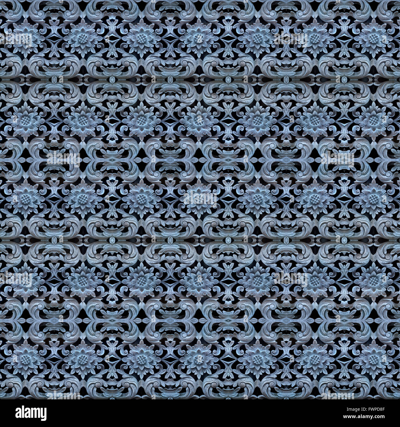 Pattern of lotus flowers and leaves carved in wood Stock Photo - Alamy