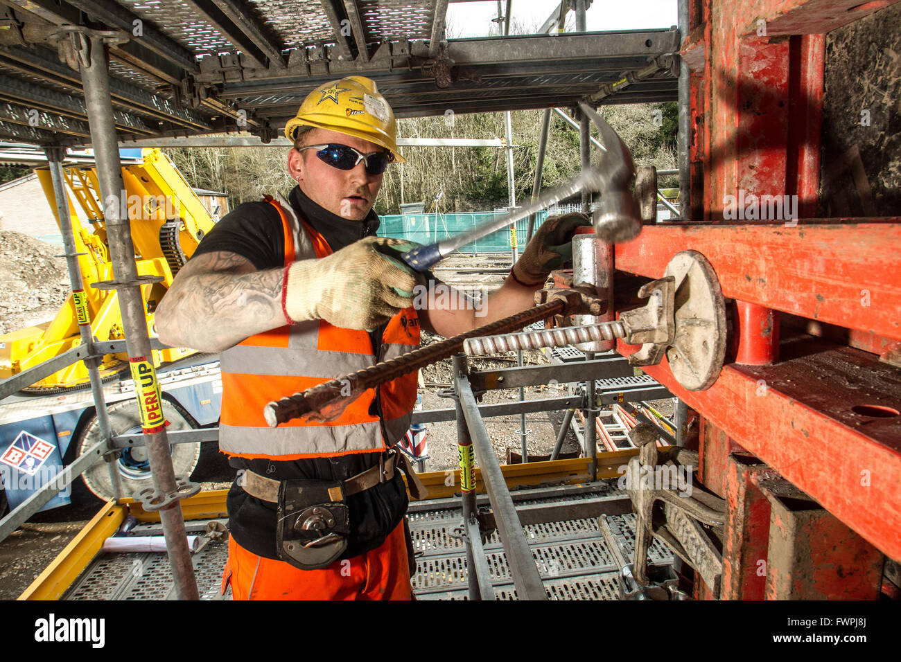 Construction worker during Borders Railway Construction Stock Photo - Alamy