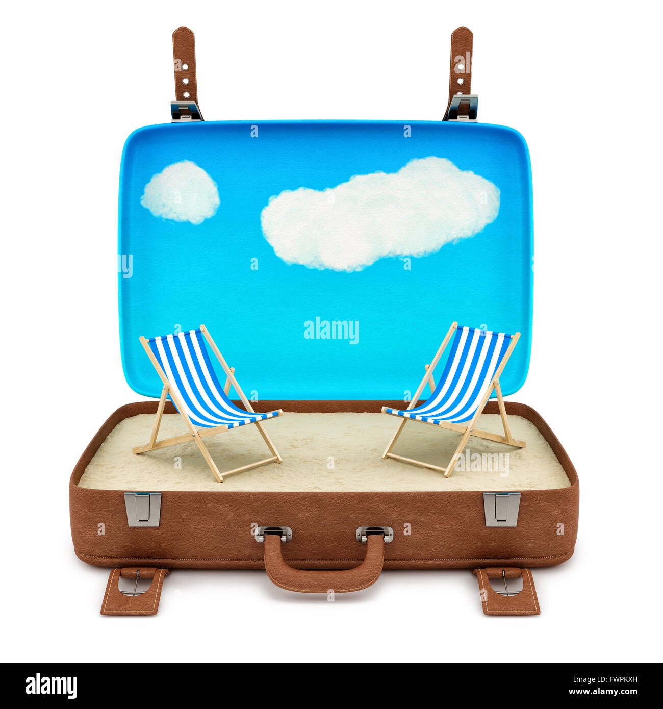 3d travel suitcase summer Cut Out Stock Images & Pictures - Alamy