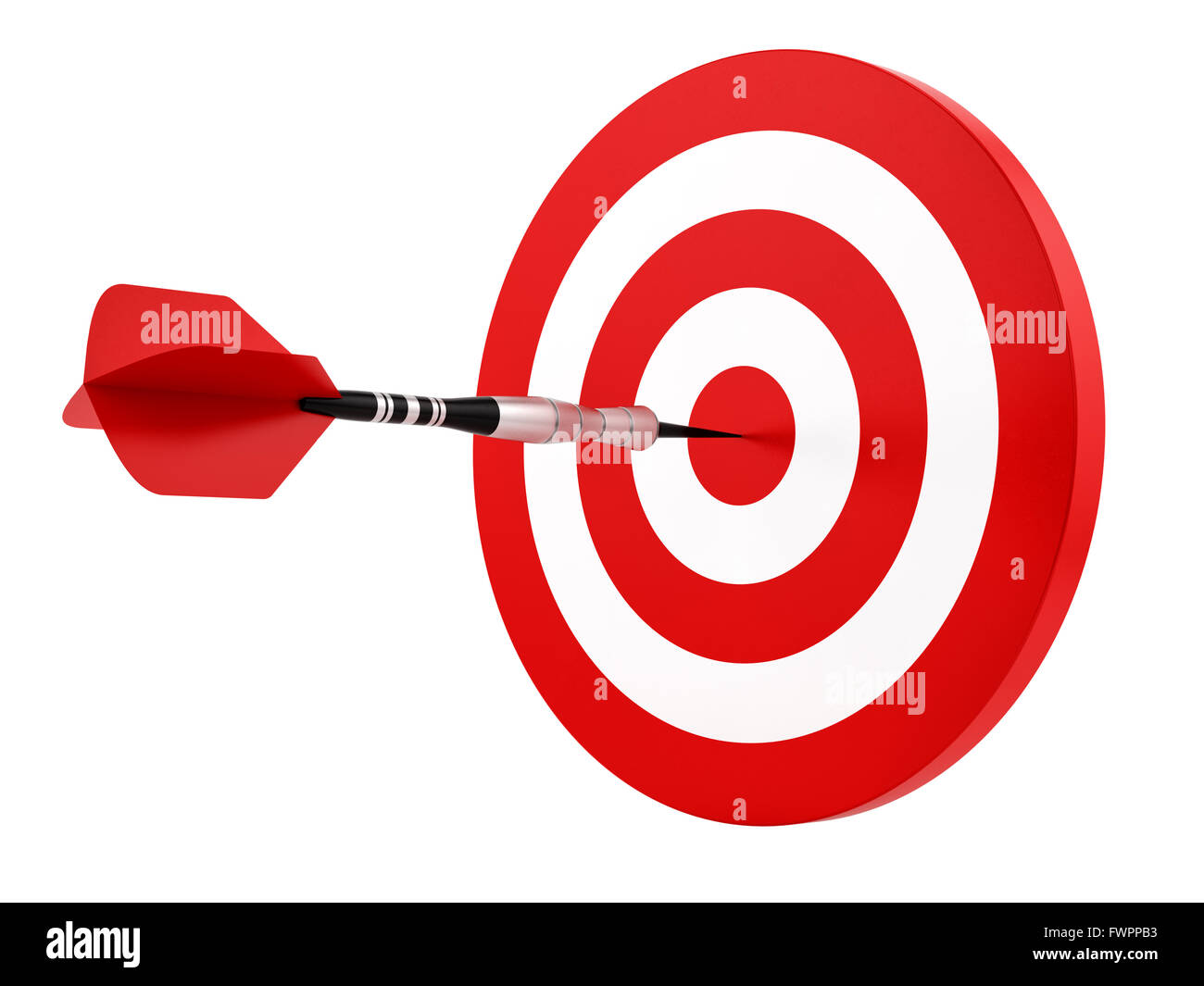 render of a dart hitting the target, isolated on white Stock Photo - Alamy