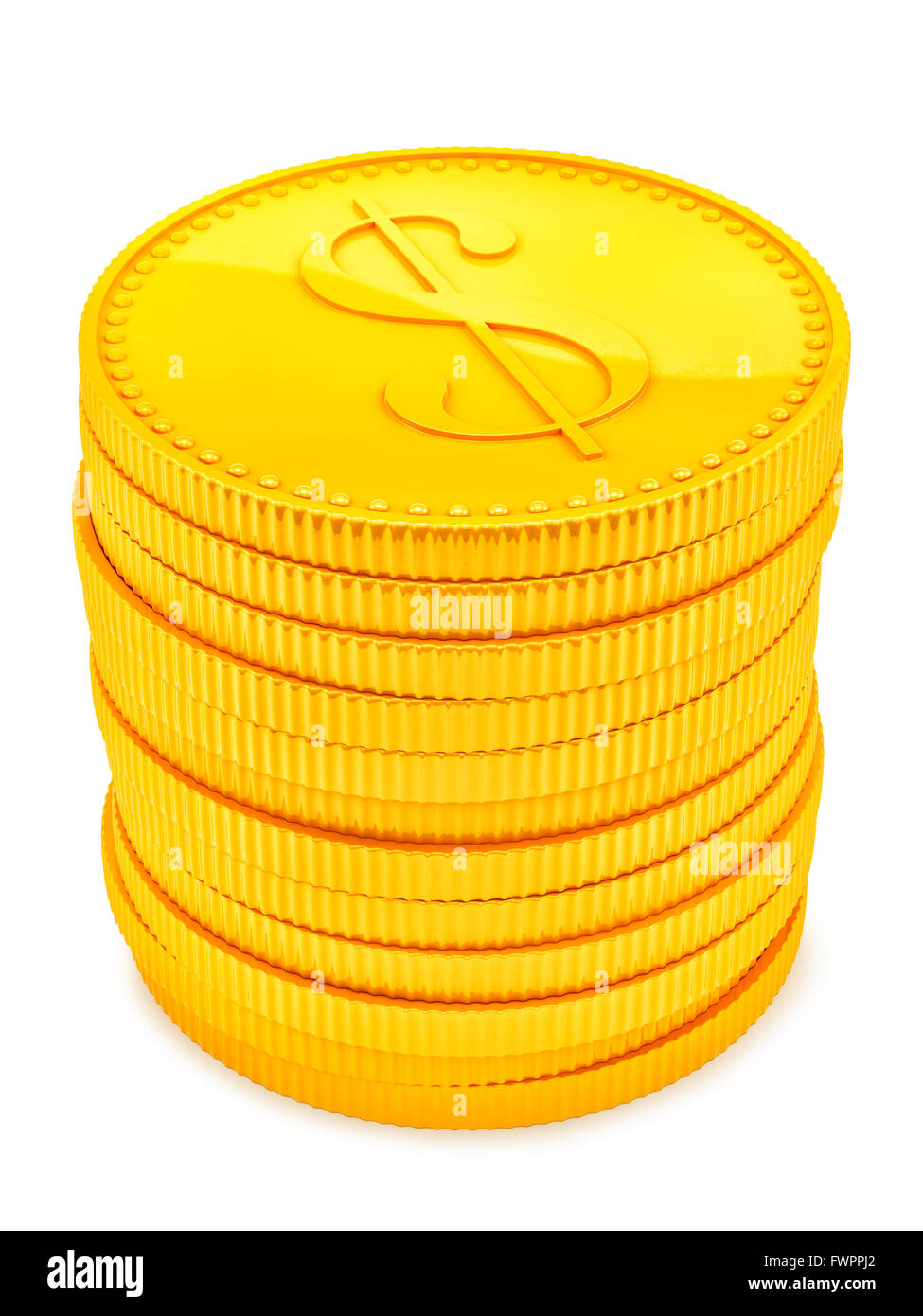 render of gold coins, isolated on white Stock Photo - Alamy
