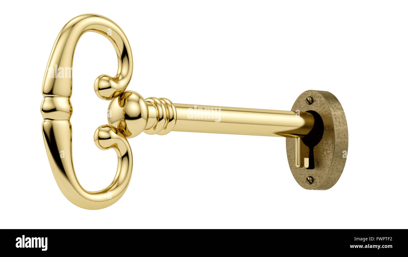 render of a key in a keyhole, isolated on white Stock Photo - Alamy