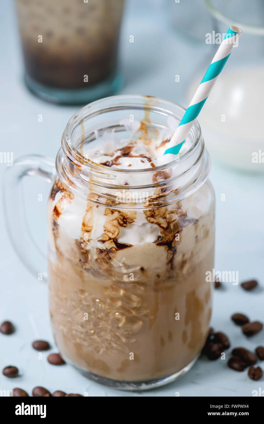 Ice coffee with cream Stock Photo - Alamy