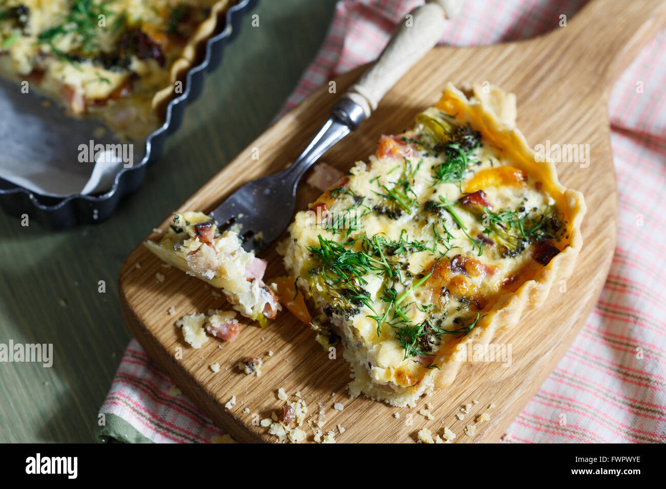 Ham and Broccoli Quiche Stock Photo - Alamy
