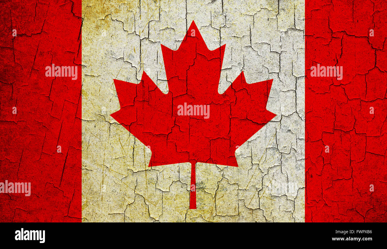 Canada flag on an old cracked wall Stock Photo - Alamy