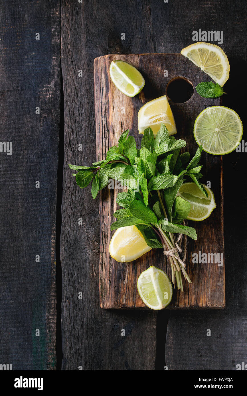Lime and lemons with mint Stock Photo - Alamy