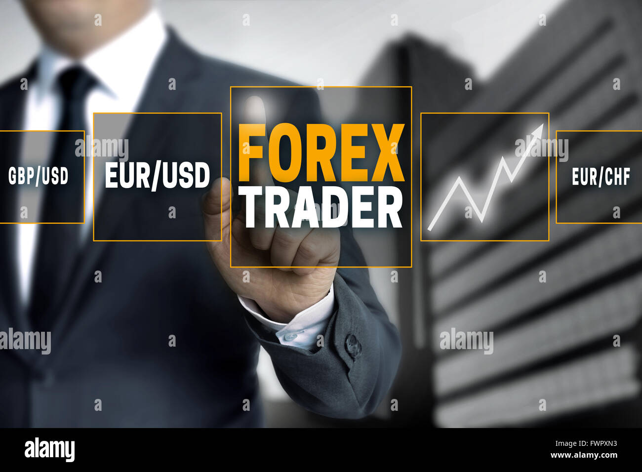 Forex trader touchscreen is operated by businessman Stock Photo - Alamy