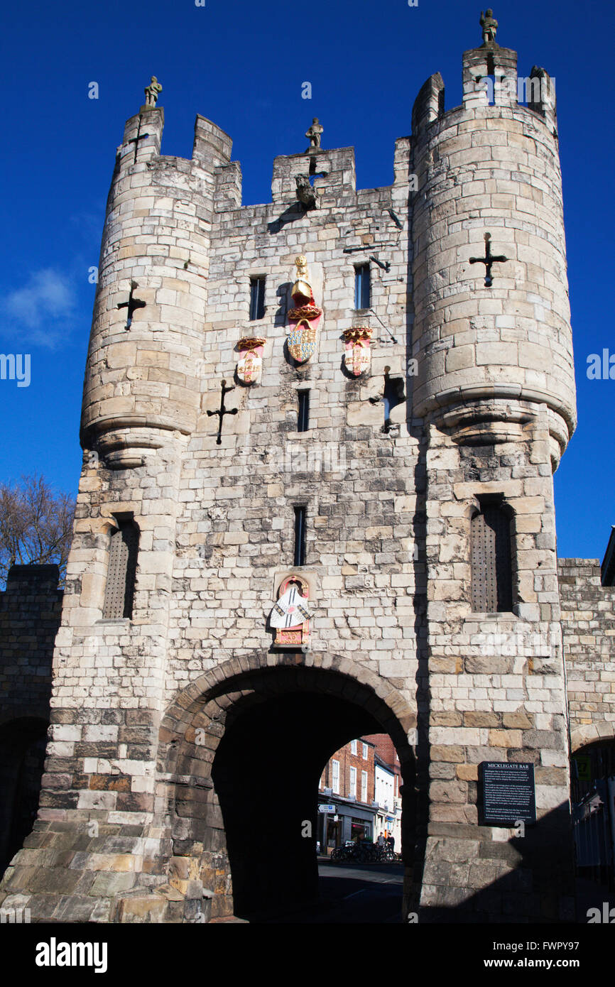 Micklegate Bar gateway through the city walls at York Yorkshire England ...