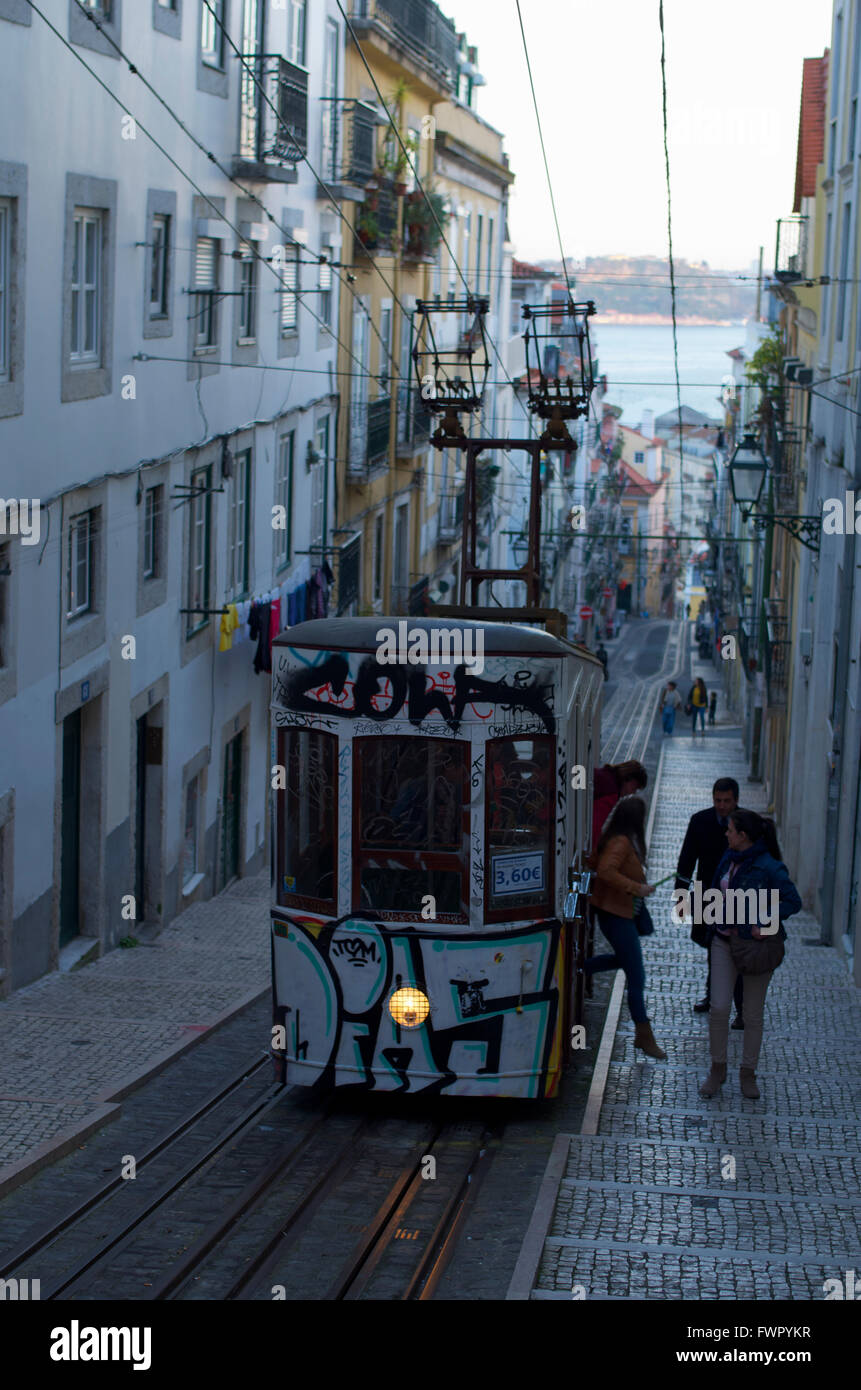 Ascensor da Bica, funicular in Lisbon Portugal Stock Photo - Alamy