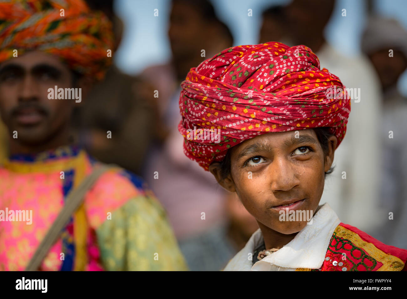 Close-up of a boy wearing a turban, Pushkar, Rajasthan, India Stock ...