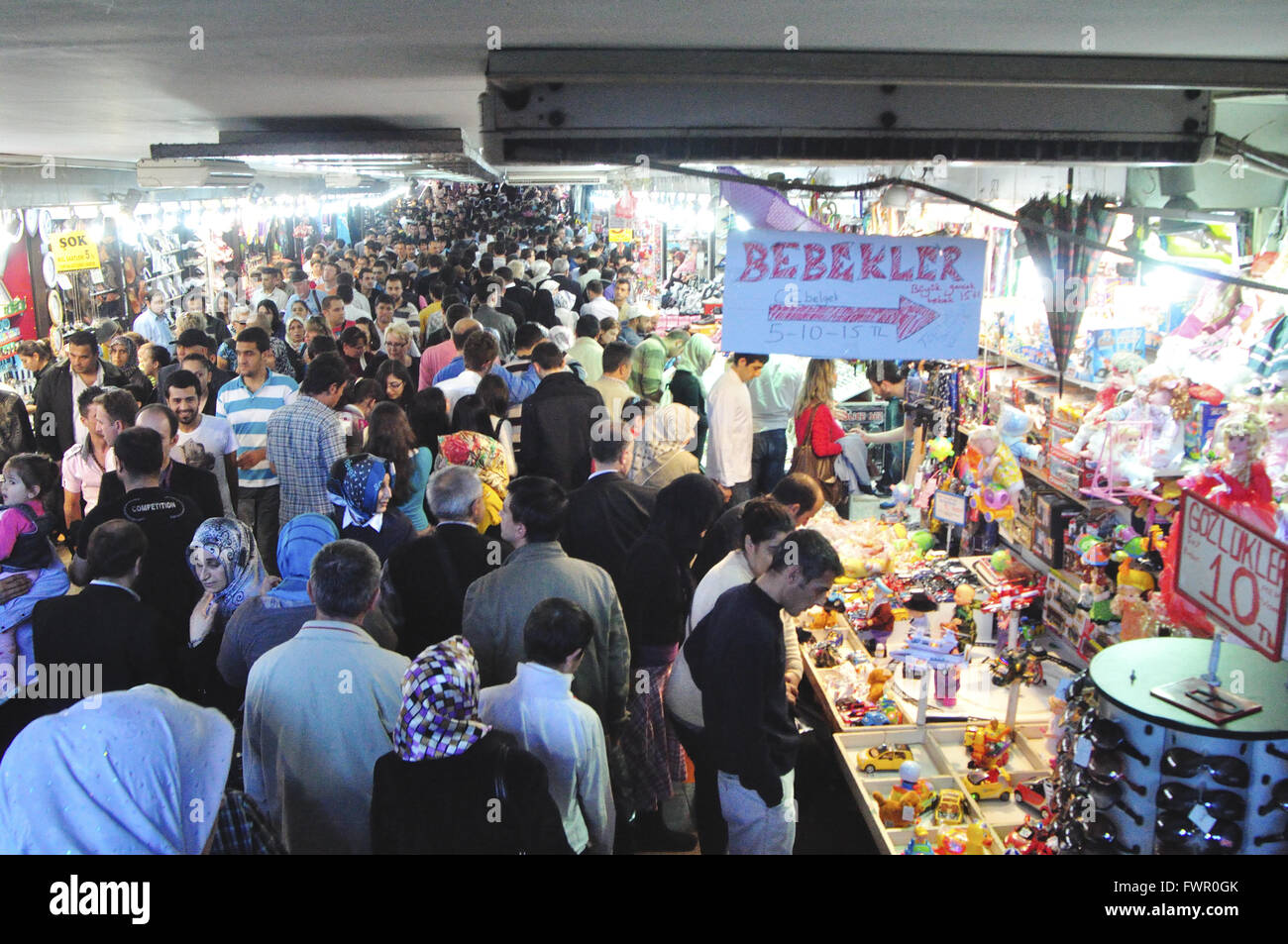 Turkey, Istanbul, Crowd in the Underground Passage to the Galata Bridge ...