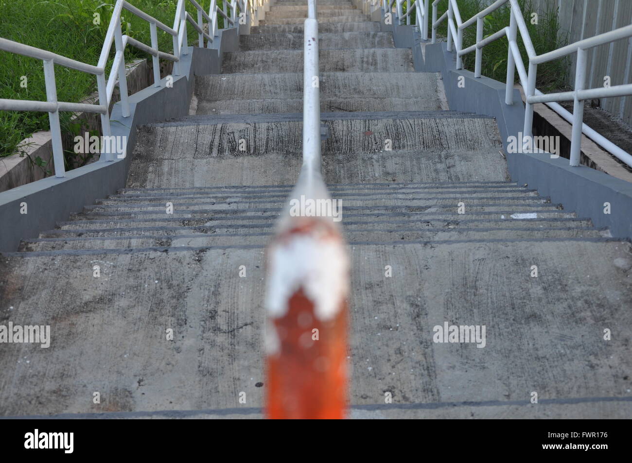 close up on stairs and railing (focus on stairs Stock Photo - Alamy