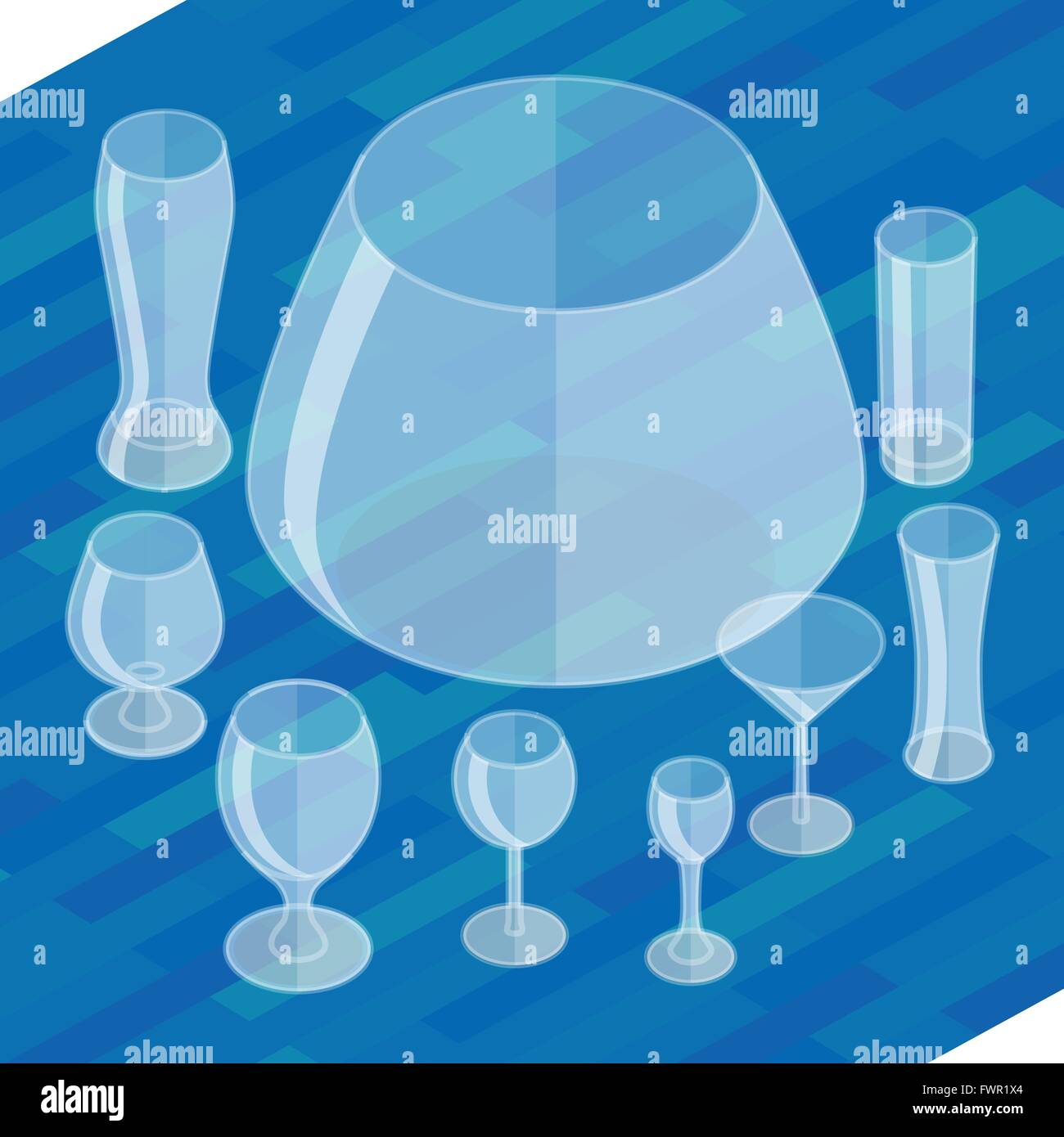 Glassware isometric flat icons set Stock Vector Image & Art - Alamy