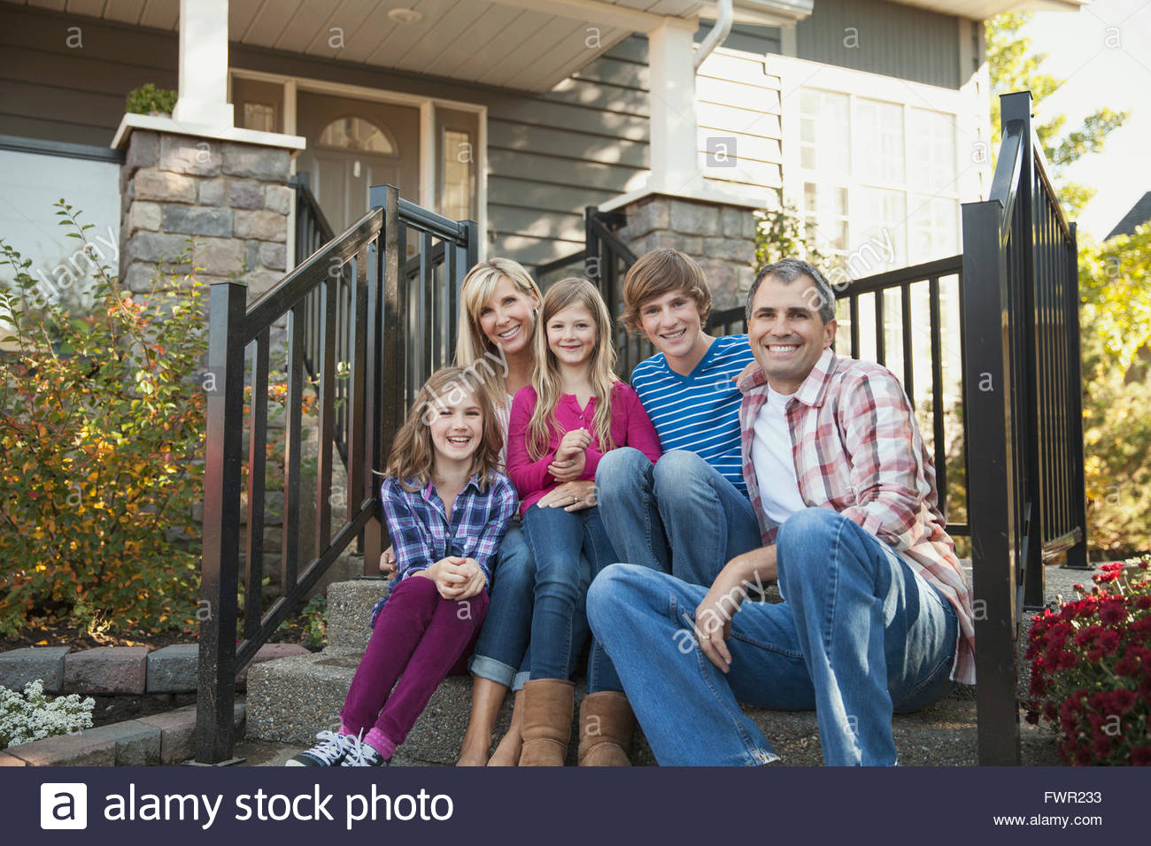 Father Sitting Children On Steps Stock Photos & Father Sitting Children ...