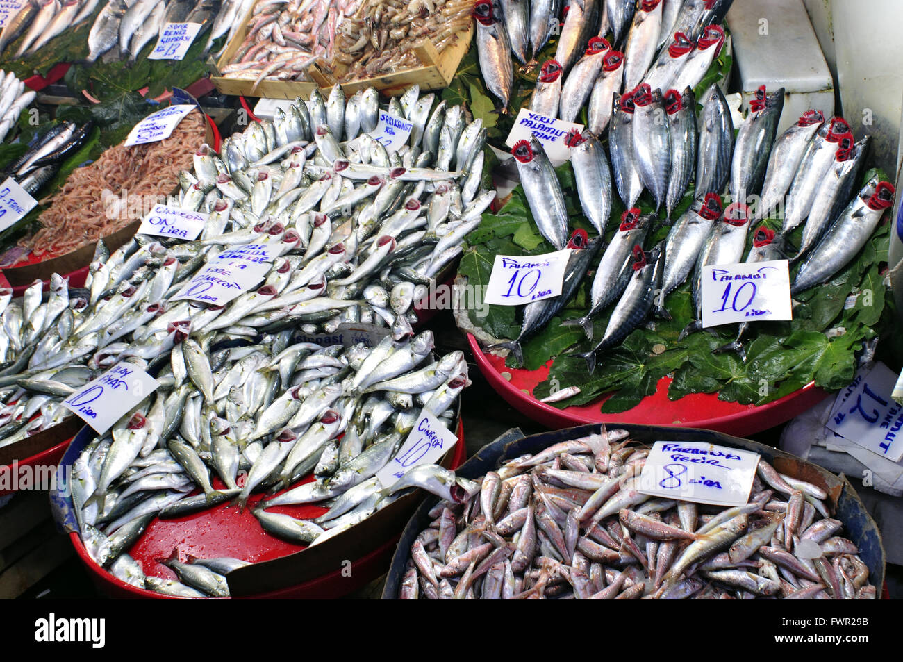 Turkey, Istanbul, Fish Market near Galata Bridge Stock Photo - Alamy