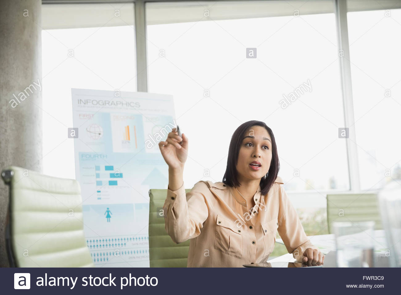 Confident businesswoman explaining in boardroom meeting Stock Photo - Alamy