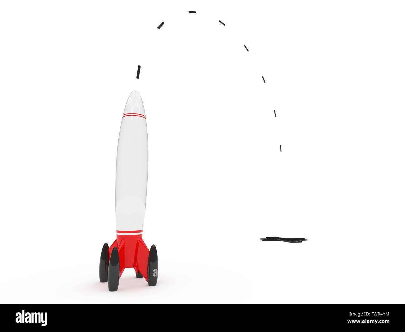 Rocket and flight path isolated on a white background Stock Photo - Alamy
