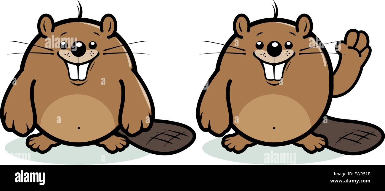 Cartoon beaver character. Cute castor animal. Vector Illustration Stock ...