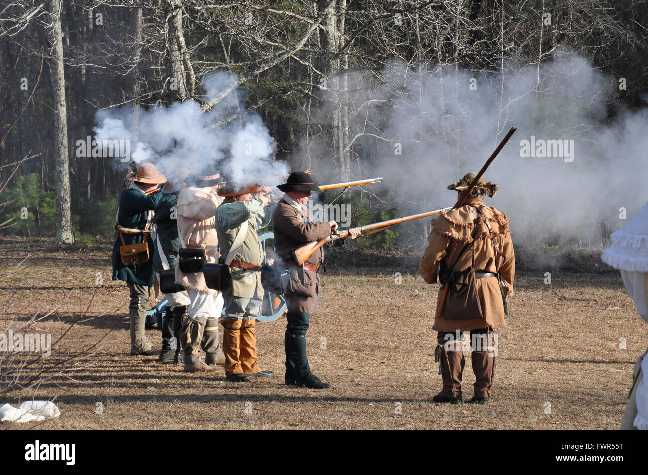 A reenactment of the Battle of Cowpens during the American ...