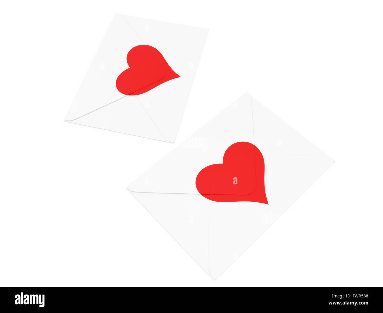 White envelope with red heart stamp isolated on white background Stock ...