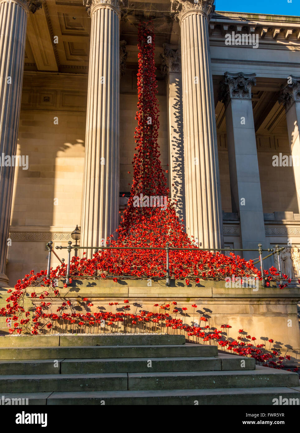 'Weeping Window' poppy installation at St.George's Hall, Liverpool ...