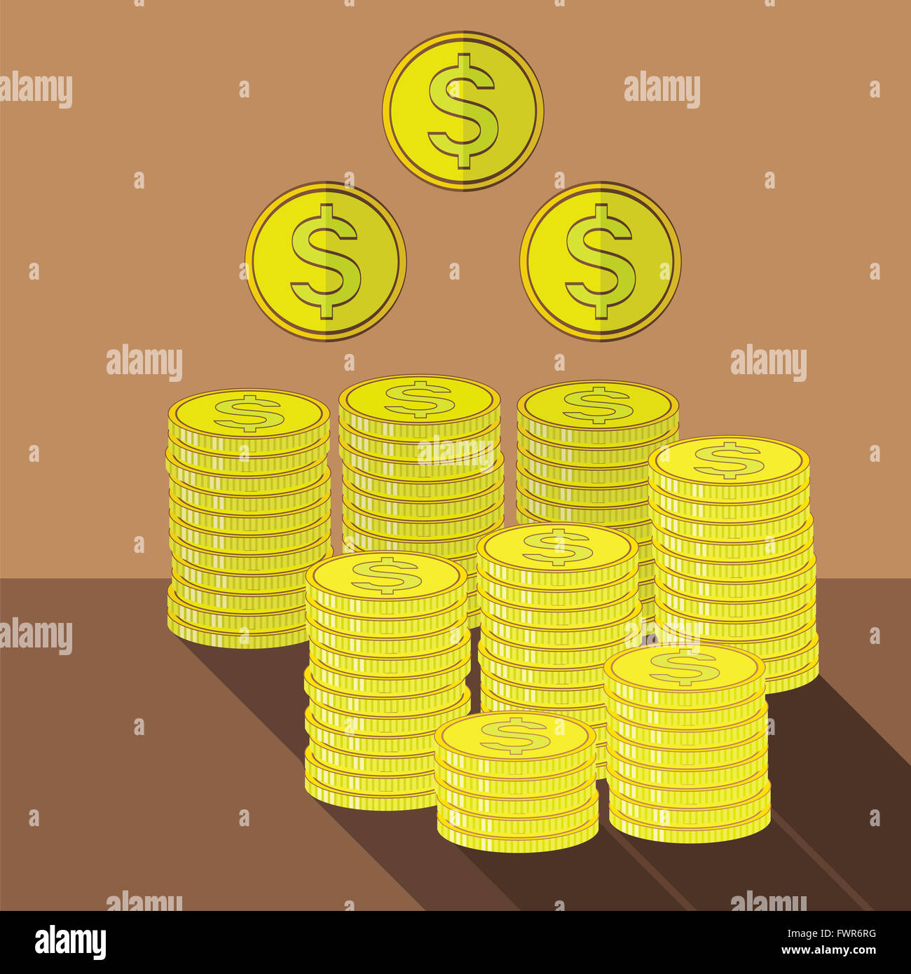 Gold Coins Icon. Cash Money Stock Photo - Alamy