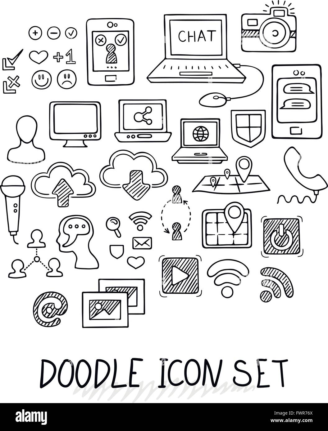 Set of Universal Doodle Icons. Variety of Topics Stock Vector Image ...
