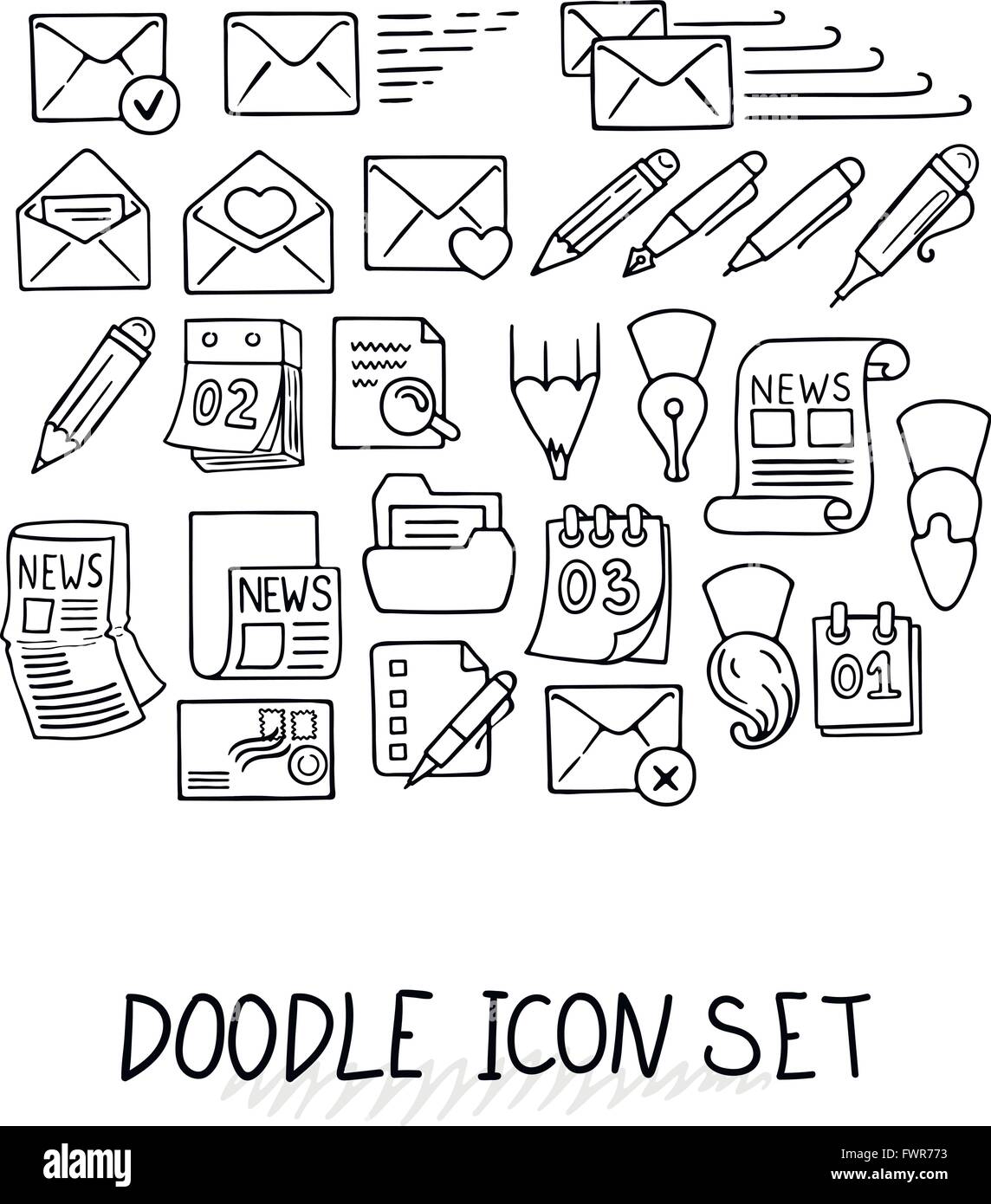 Set of Universal Doodle Icons. Variety of Topics Stock Vector Image ...