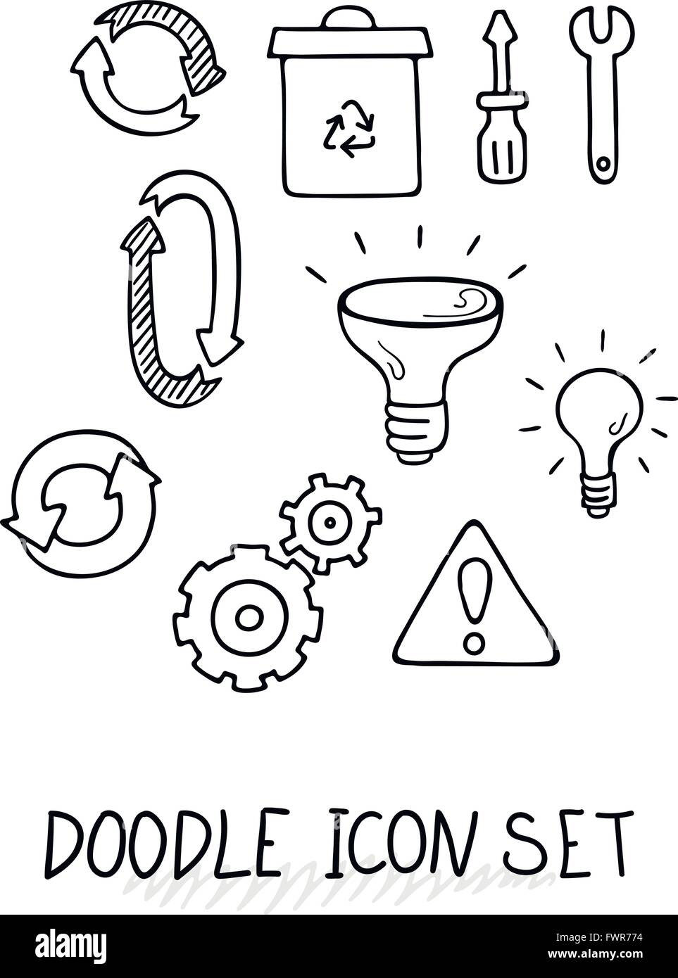 Set of Universal Doodle Icons. Variety of Topics Stock Vector Image ...