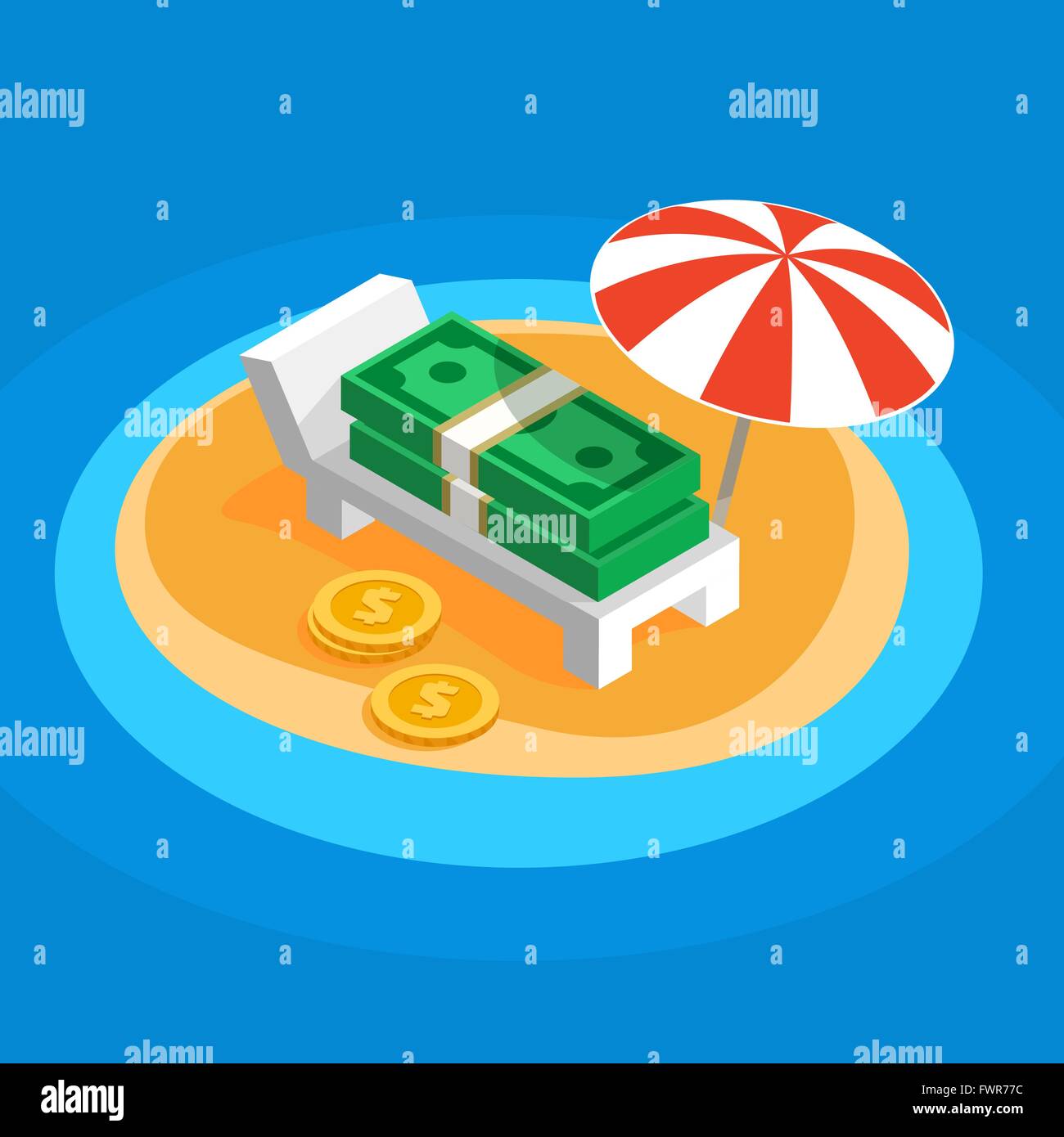 Money resting on the sunny beach Stock Vector Image & Art - Alamy