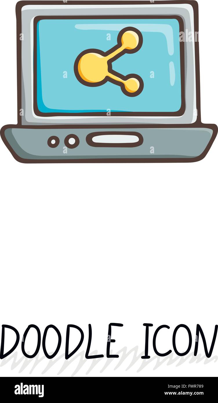 Doodle Laptop Icon illustration. Netbook, ultrabook Stock Vector Image ...