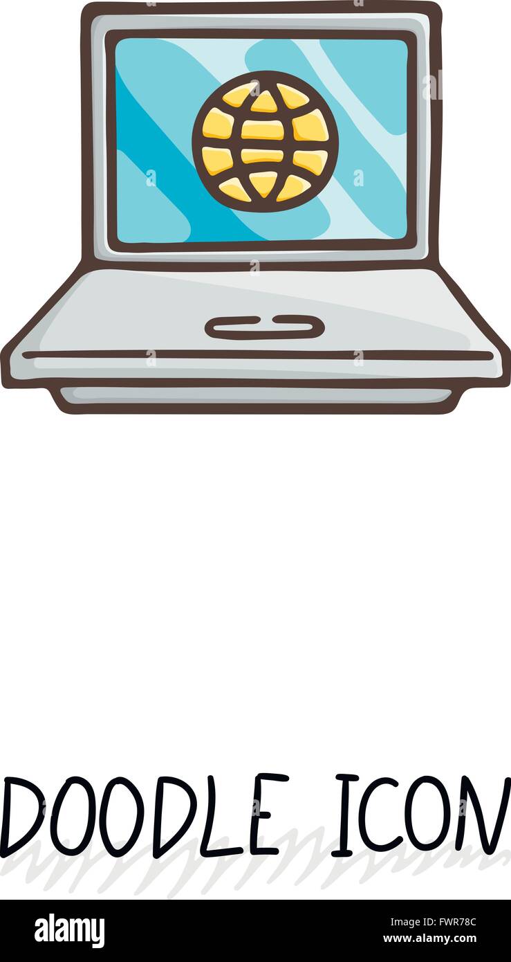 Doodle Laptop Icon illustration. Netbook, ultrabook Stock Vector Image ...