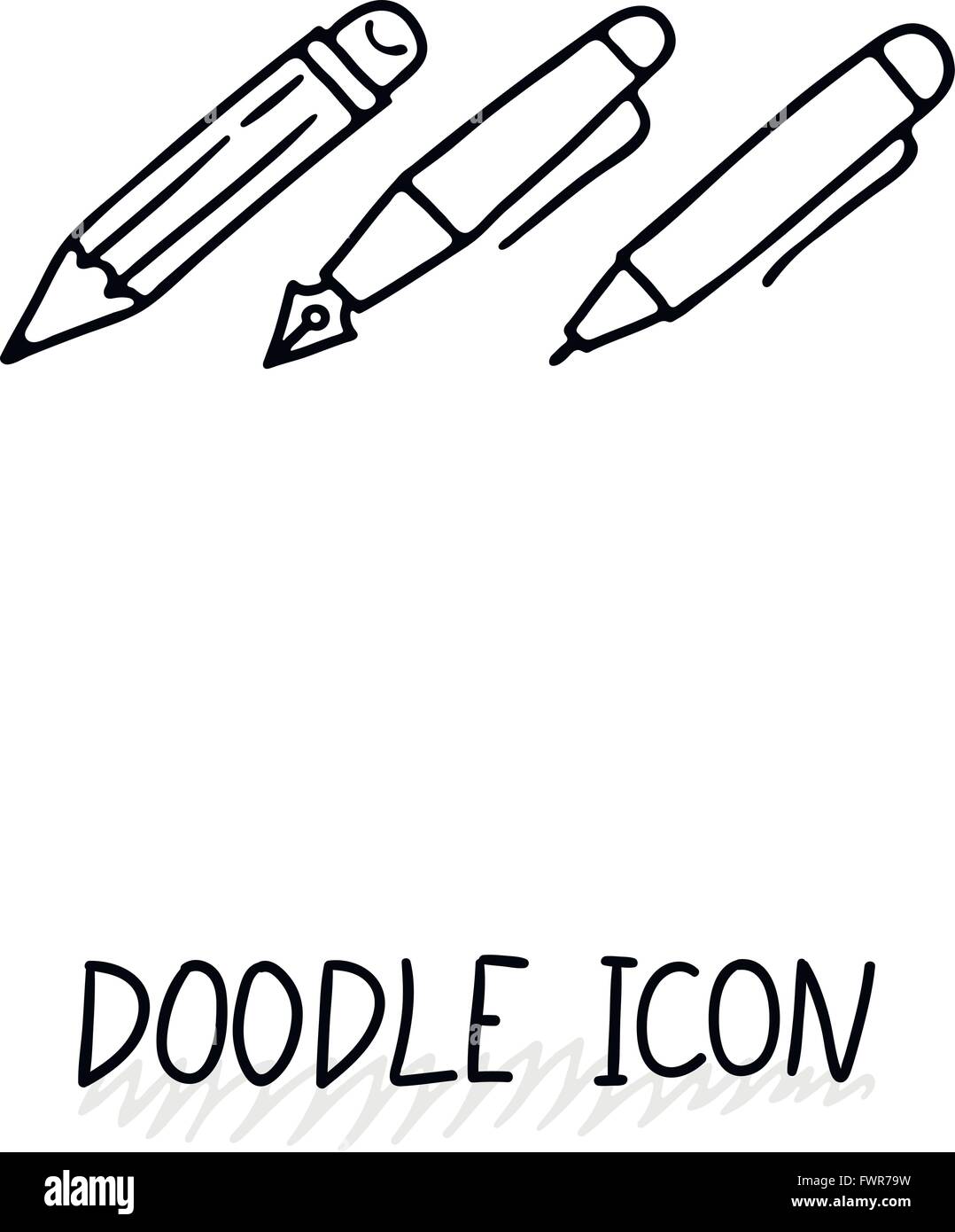 Set of Doodle Writing Utensils. Writing office icons Stock Vector Image ...