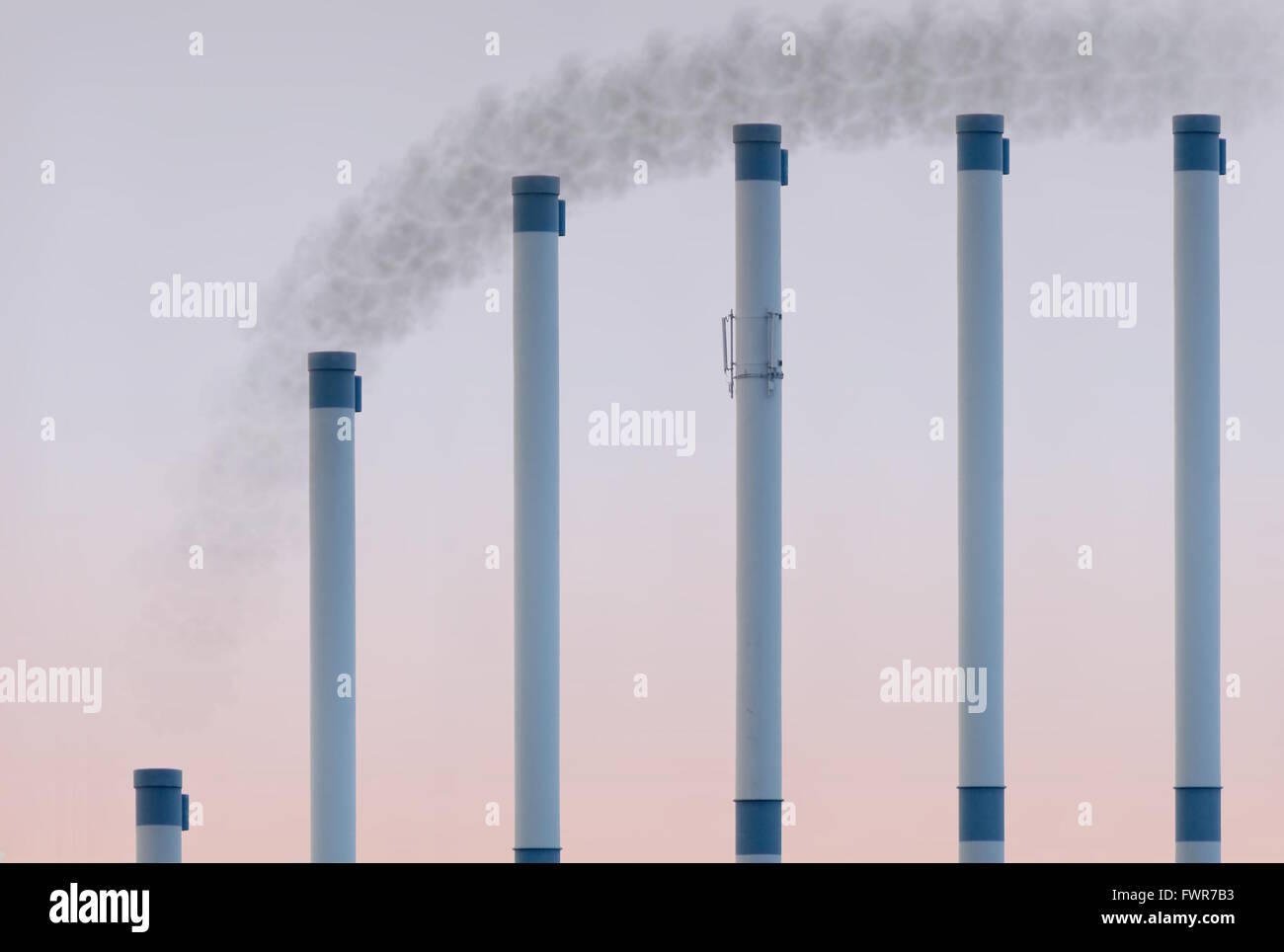 Smoke pipes in ascending row showing saturation curve with smoke added ...