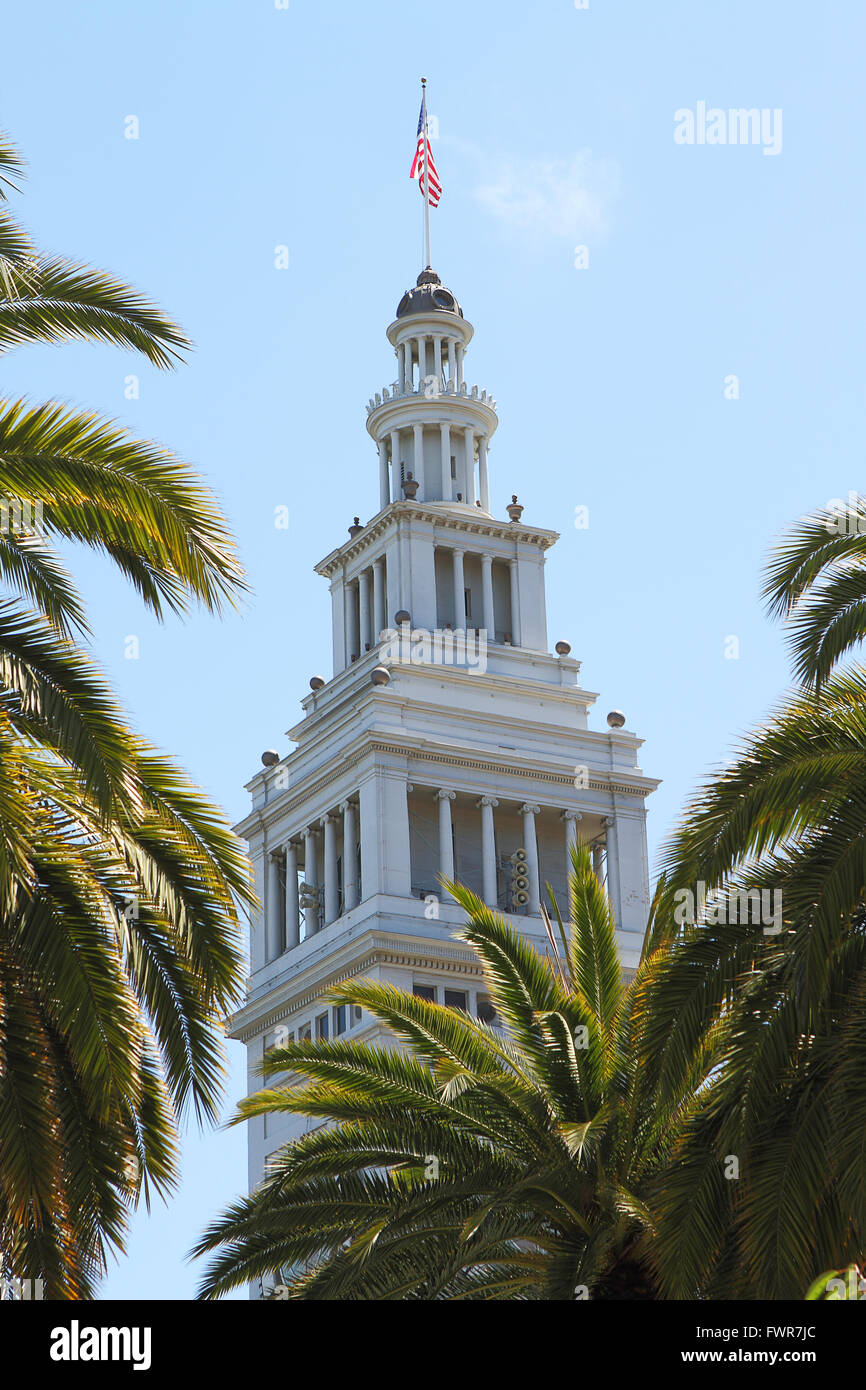 Clock tower of San Francisco's Ferry Building, a landmark at the foot ...